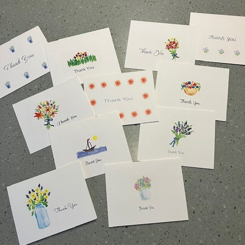 Hand-painted Watercolor THANK YOU Note Cards - Etsy