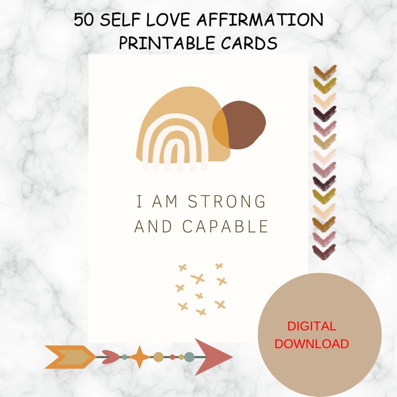 50 Self-love Affirmation Printable Cards, Printable Affirmation Cards ...