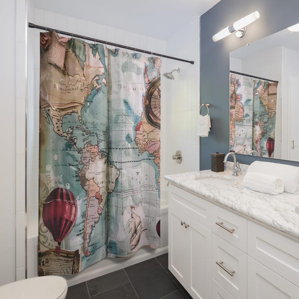 Map Shower Curtain - Etsy
