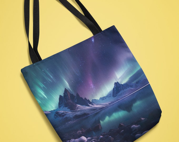 Aurora Borealis Tote Bag, Northern Lights Design - Etsy