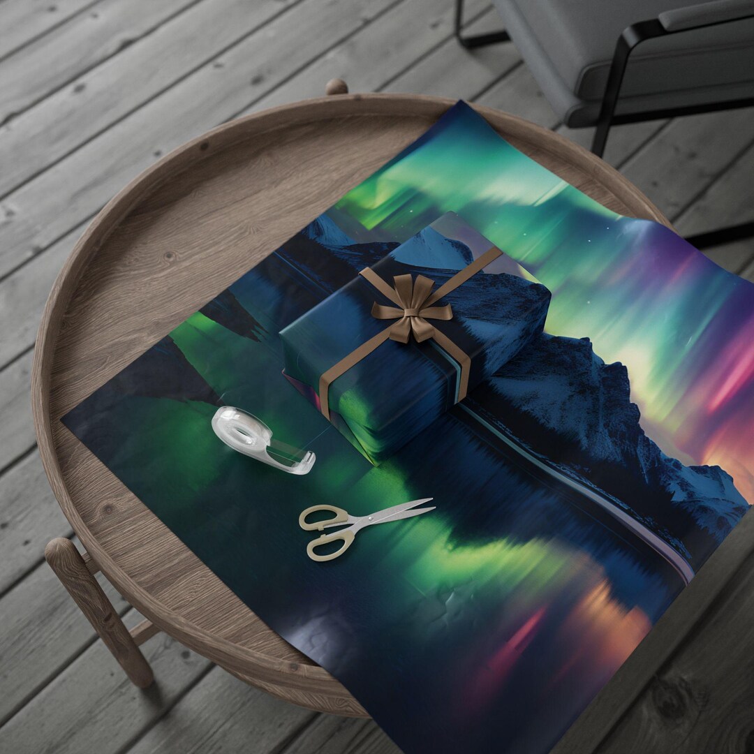 Northern Lights Scenic Gift Wrap| Aurora Borealis Wrapping Paper ...