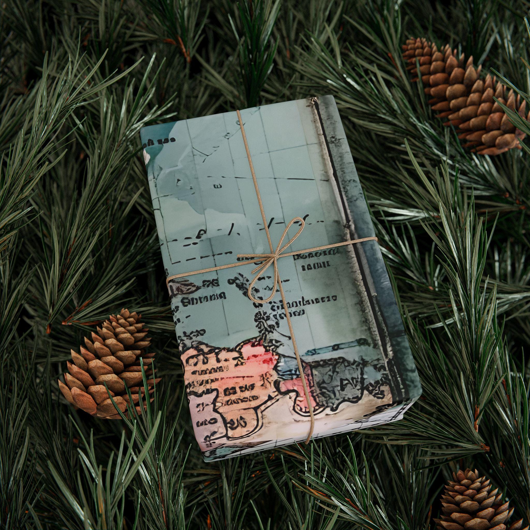 Antique World Map Gift Wrap Retro Cartography Wrapping Paper Vintage ...