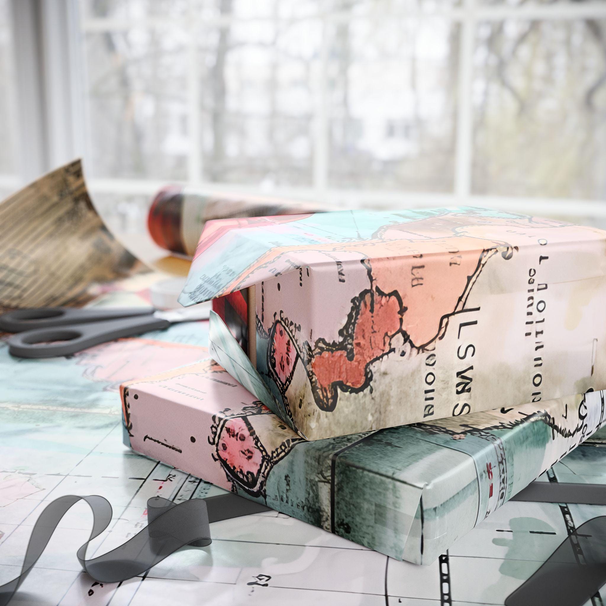Vintage World Map Wrapping Paper Vintage World Map Gift Wrapping Papers ...