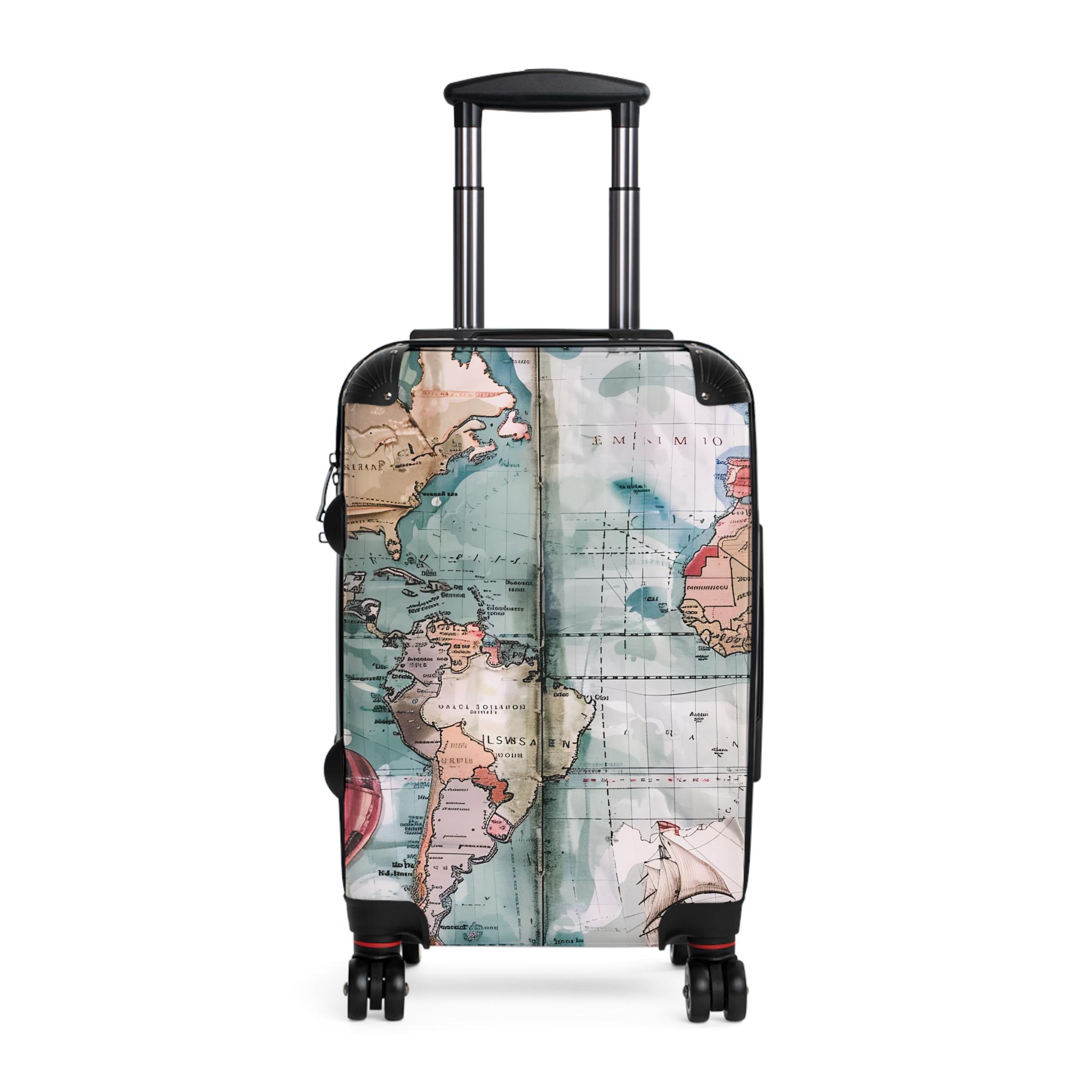 Vintage Luggage | Map Suitcase | Travel Accessories - Etsy