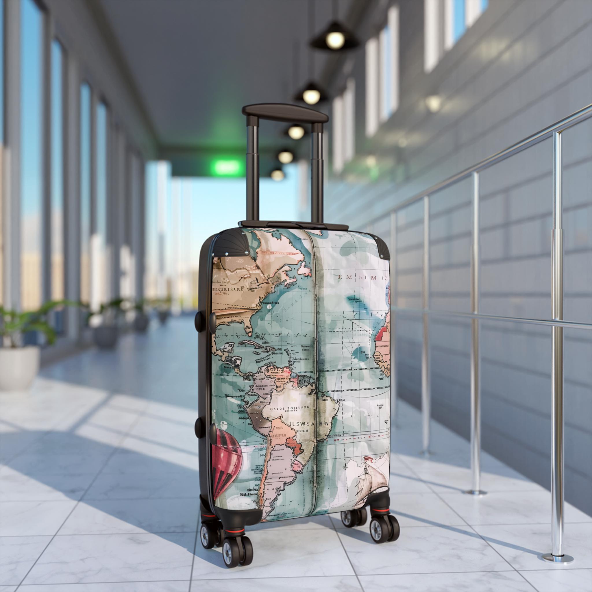 Vintage Luggage | Map Suitcase | Travel Accessories - Etsy