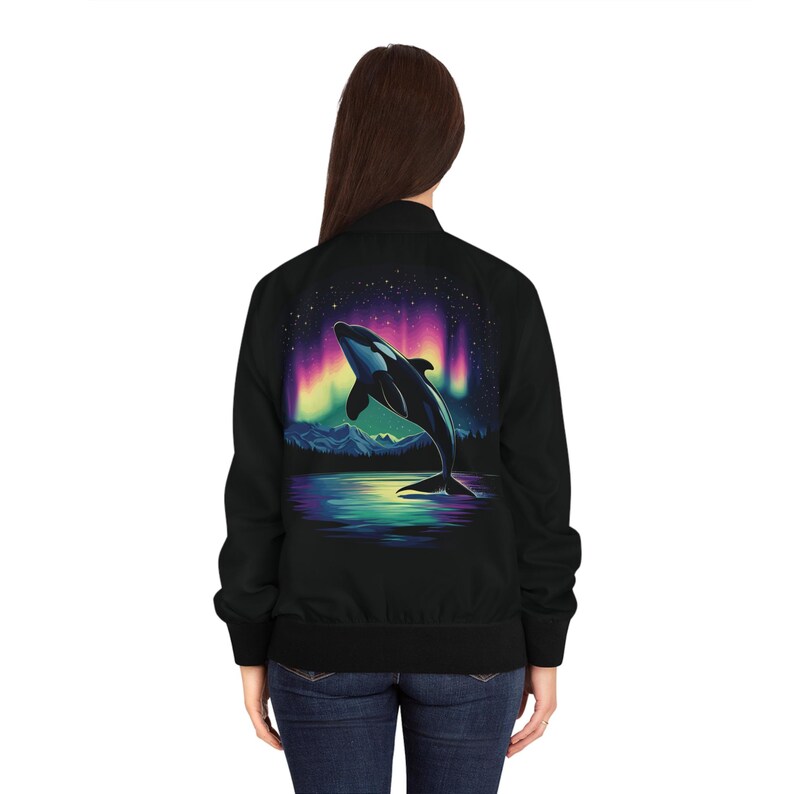 Aurora Orca Bomber Jacket | Ocean Lovers Womens Outerwear | Black ...