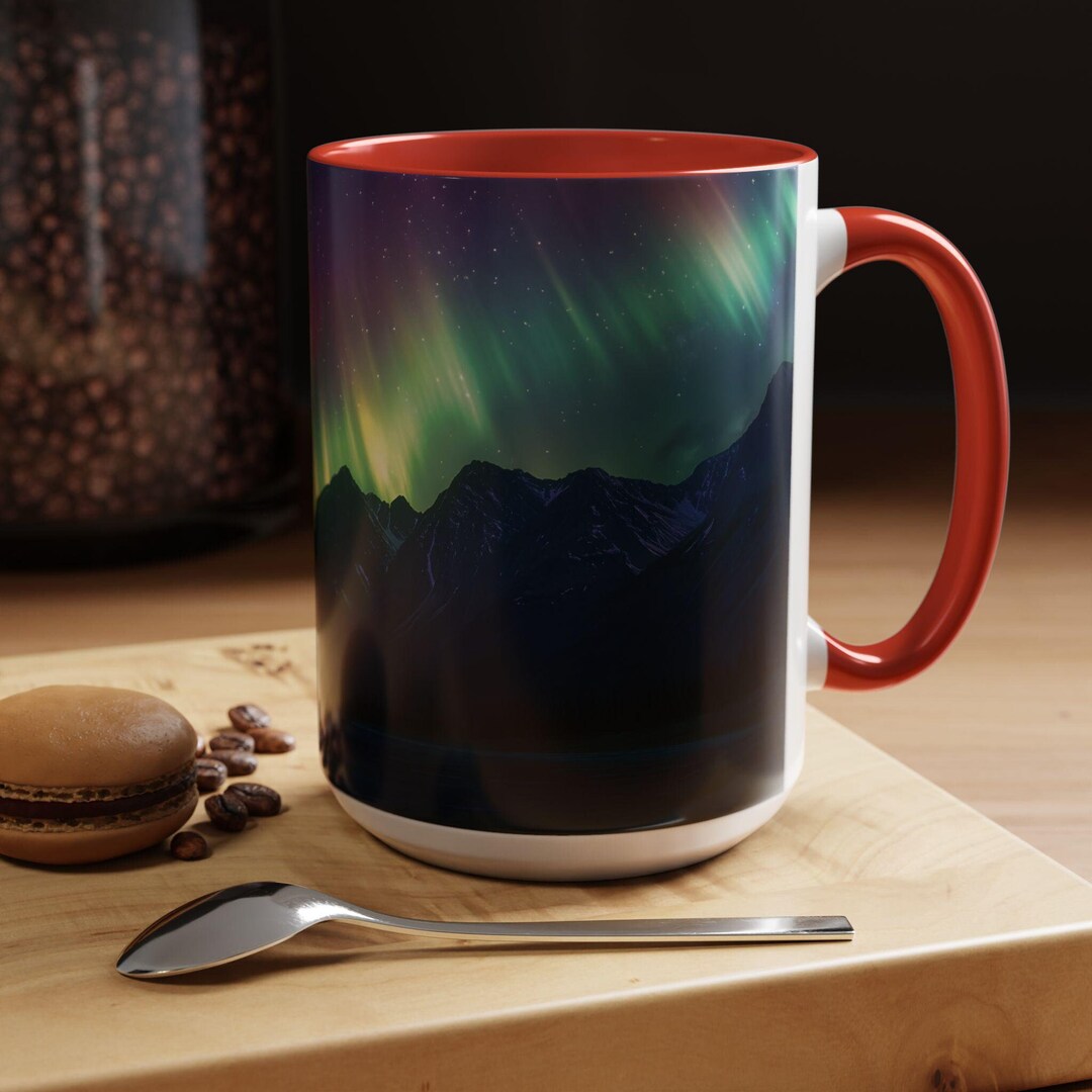 Illuminate Your Mornings: Northern Lights Accented Ceramic Mug 11, 15oz ...