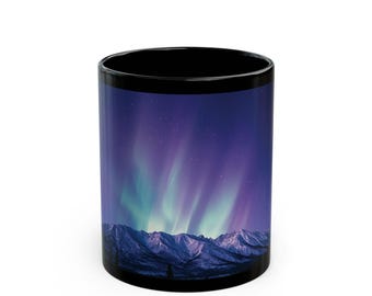 Midnight Orca, Stunning Northern Lights Ceramic Black Mug 11oz, 15oz ...