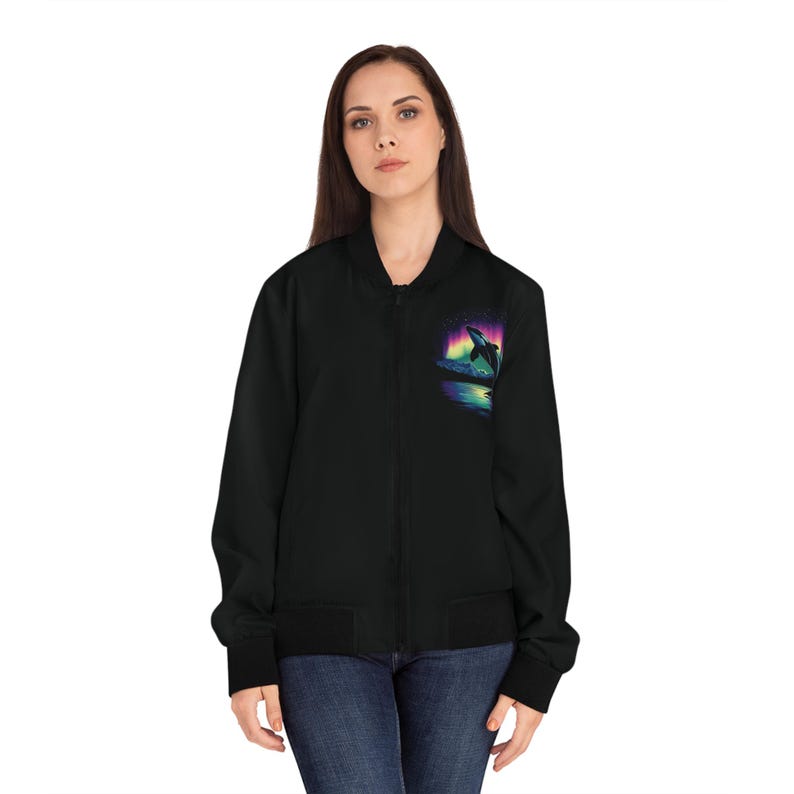 Aurora Orca Bomber Jacket | Ocean Lovers Womens Outerwear | Black ...
