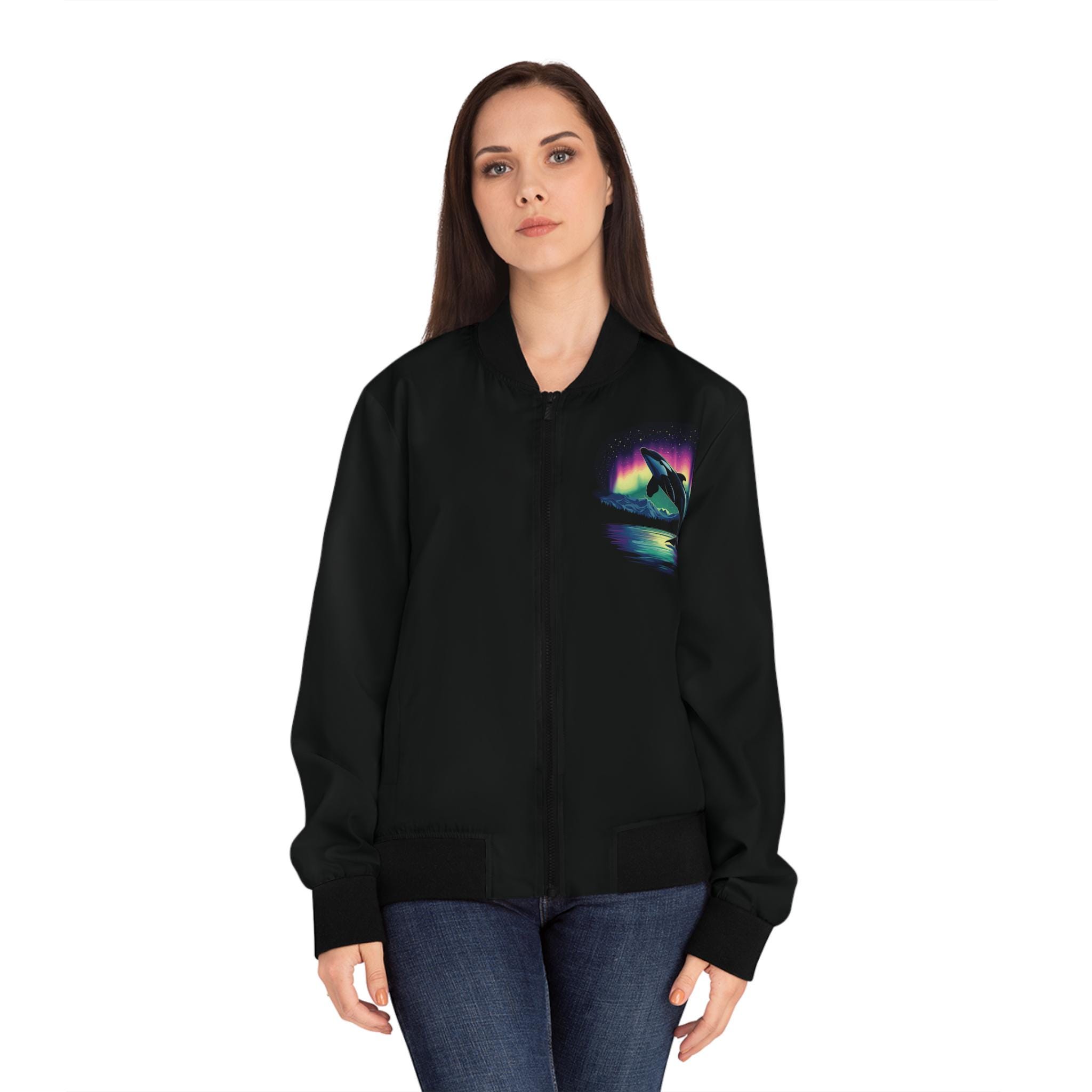 Aurora Orca Bomber Jacket | Ocean Lovers Womens Outerwear | Black ...