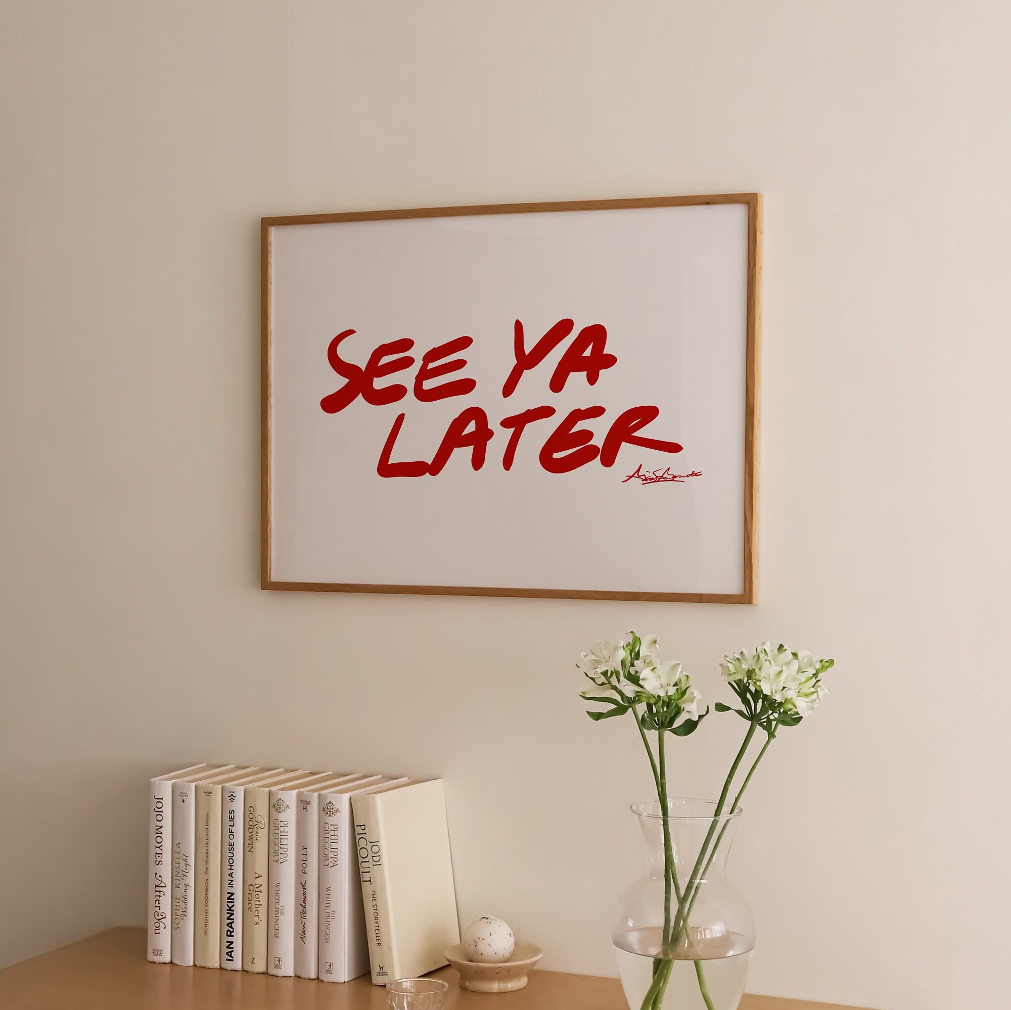 See Ya Later Horizontal Art Print, Minimalist Hand Drawn Words, Mid ...