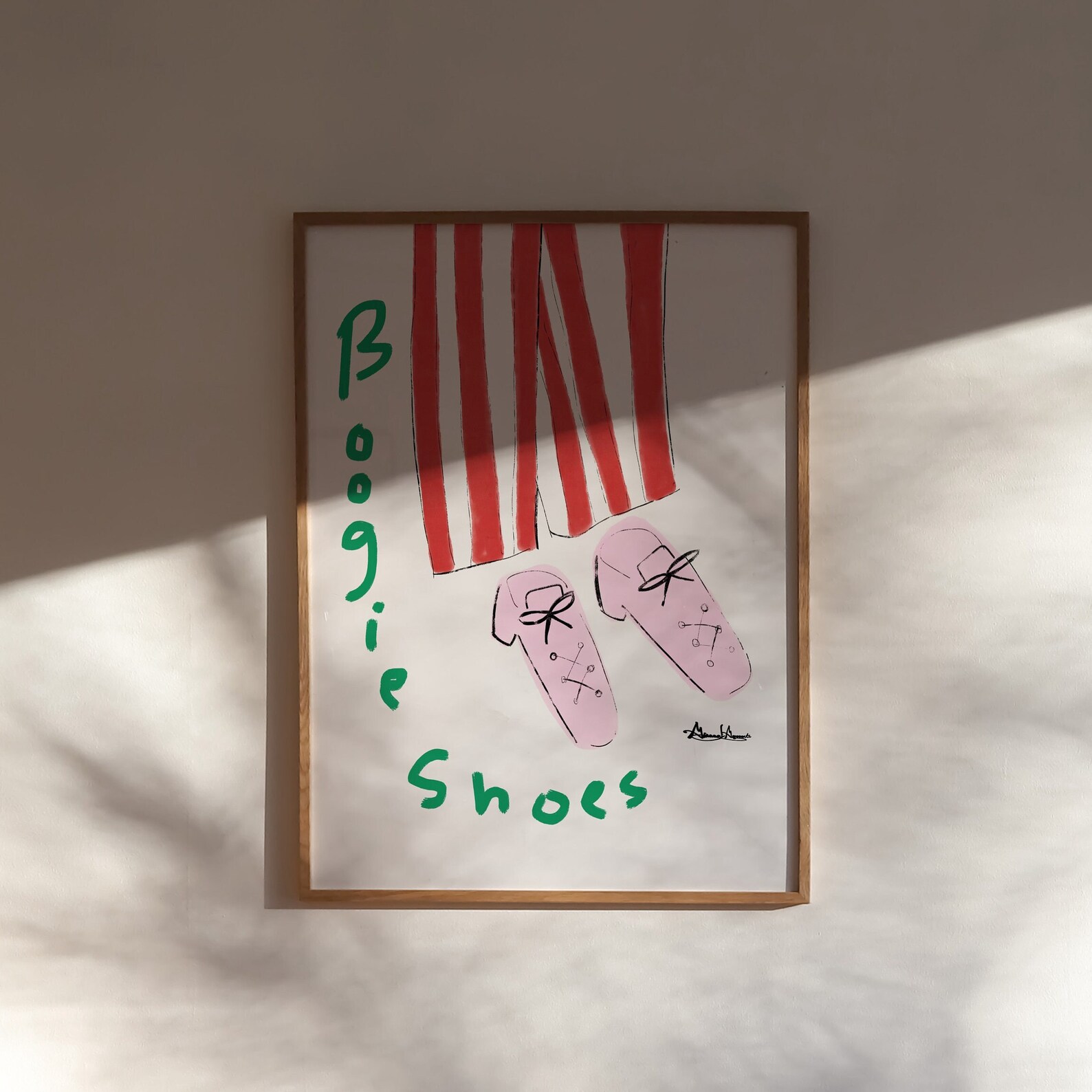 Boogie Shoes Art Print, Hand Drawn Art Print, Mid Century Modern, Disco ...