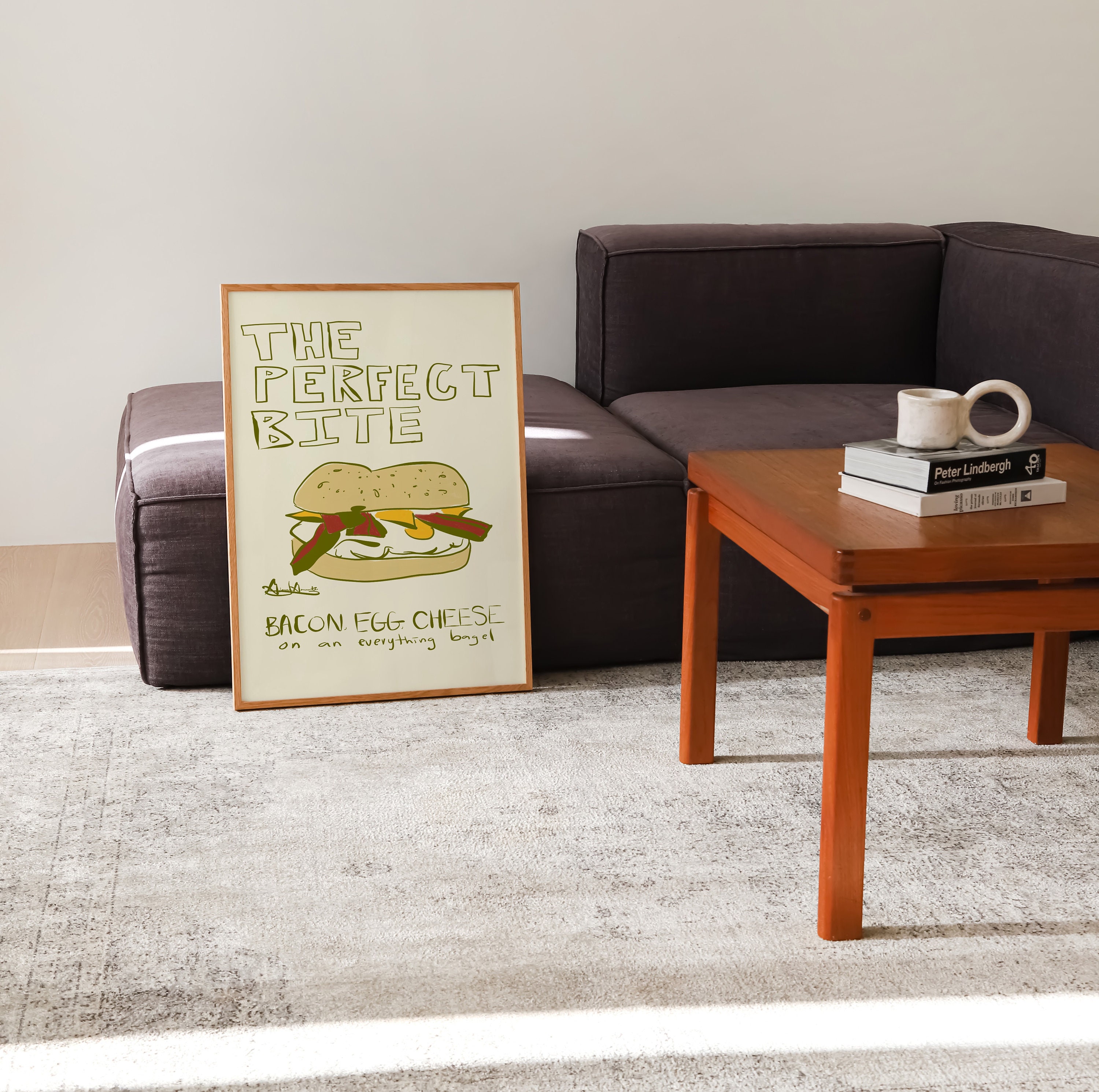 The Perfect Bite Everything Bagel Art Print, Retro Kitchen Poster, Mid ...