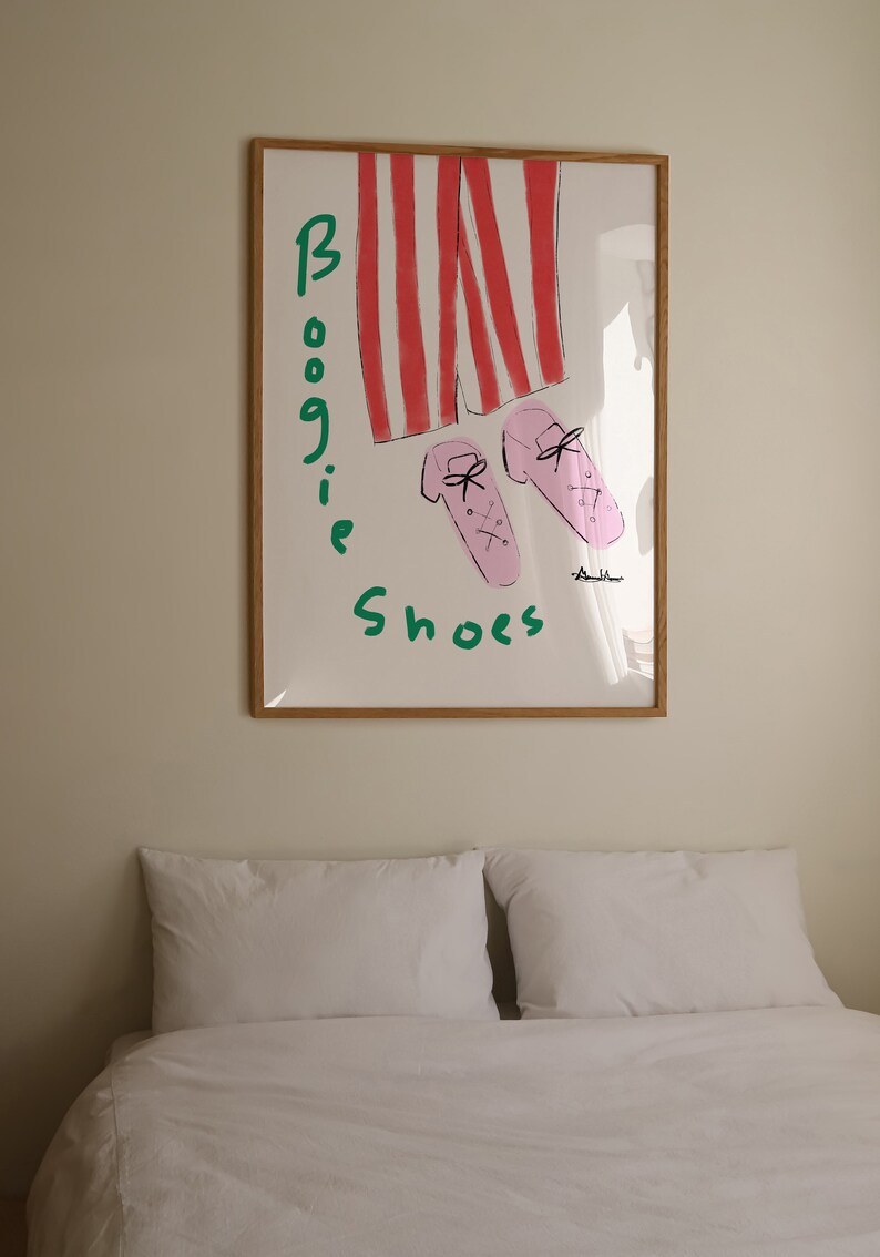 Boogie Shoes Art Print, Hand Drawn Art Print, Mid Century Modern, Disco ...