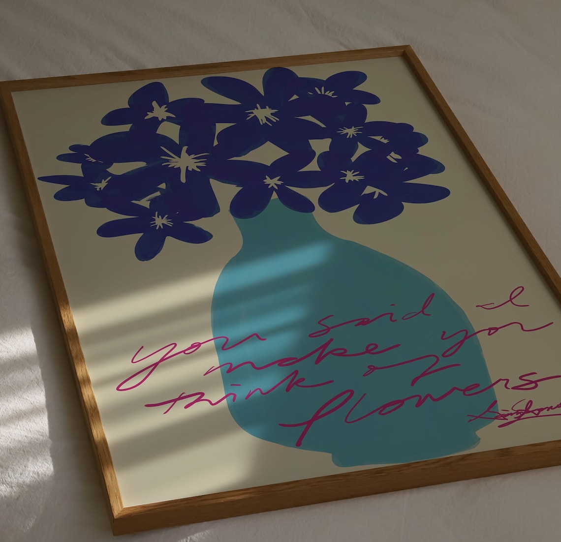 Sweet Reminders Art Print, Blue Flowers Poster, Trendy Vase Print, Blue ...