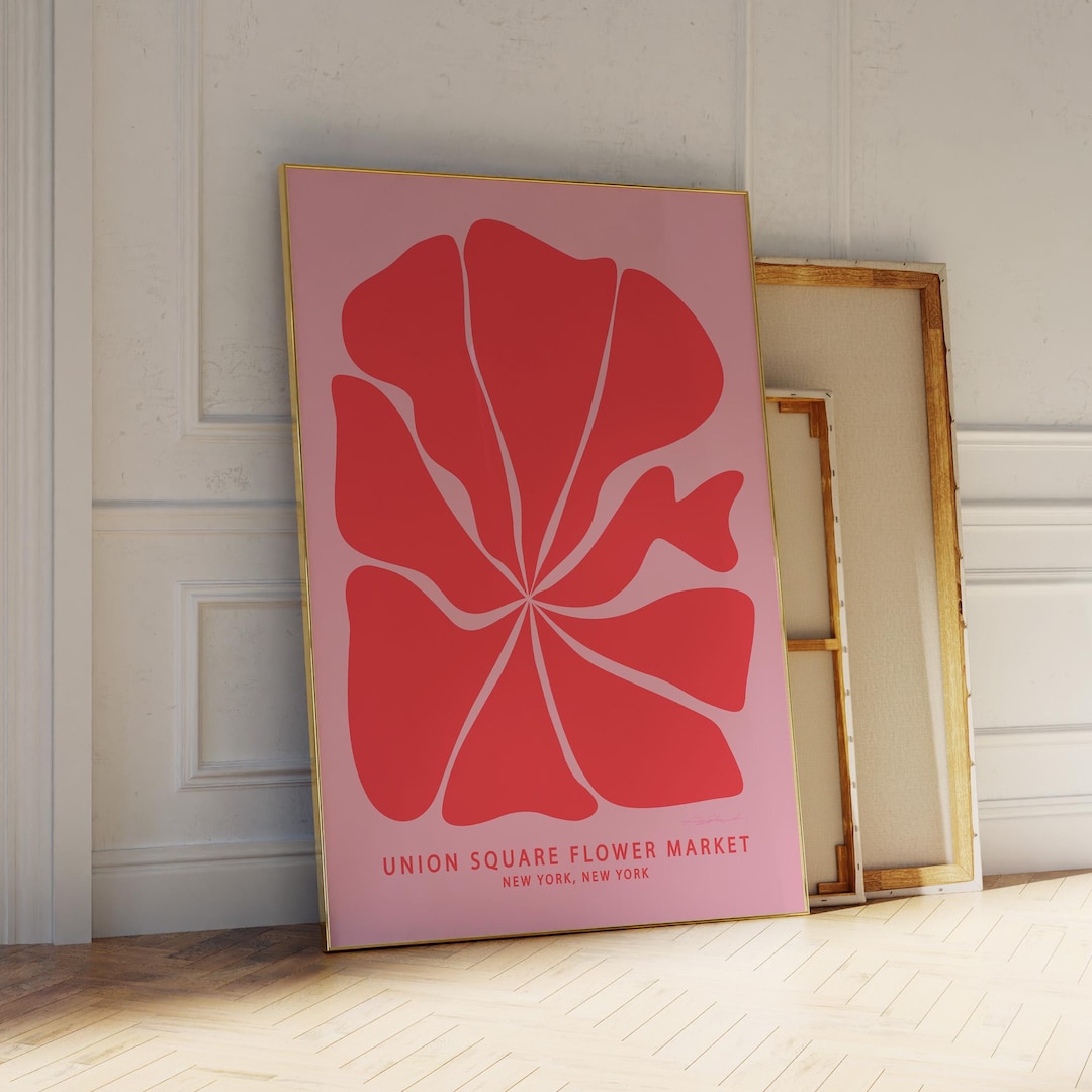 Union Square Flower Market Art Print, Trendy Pink Poster, New York ...