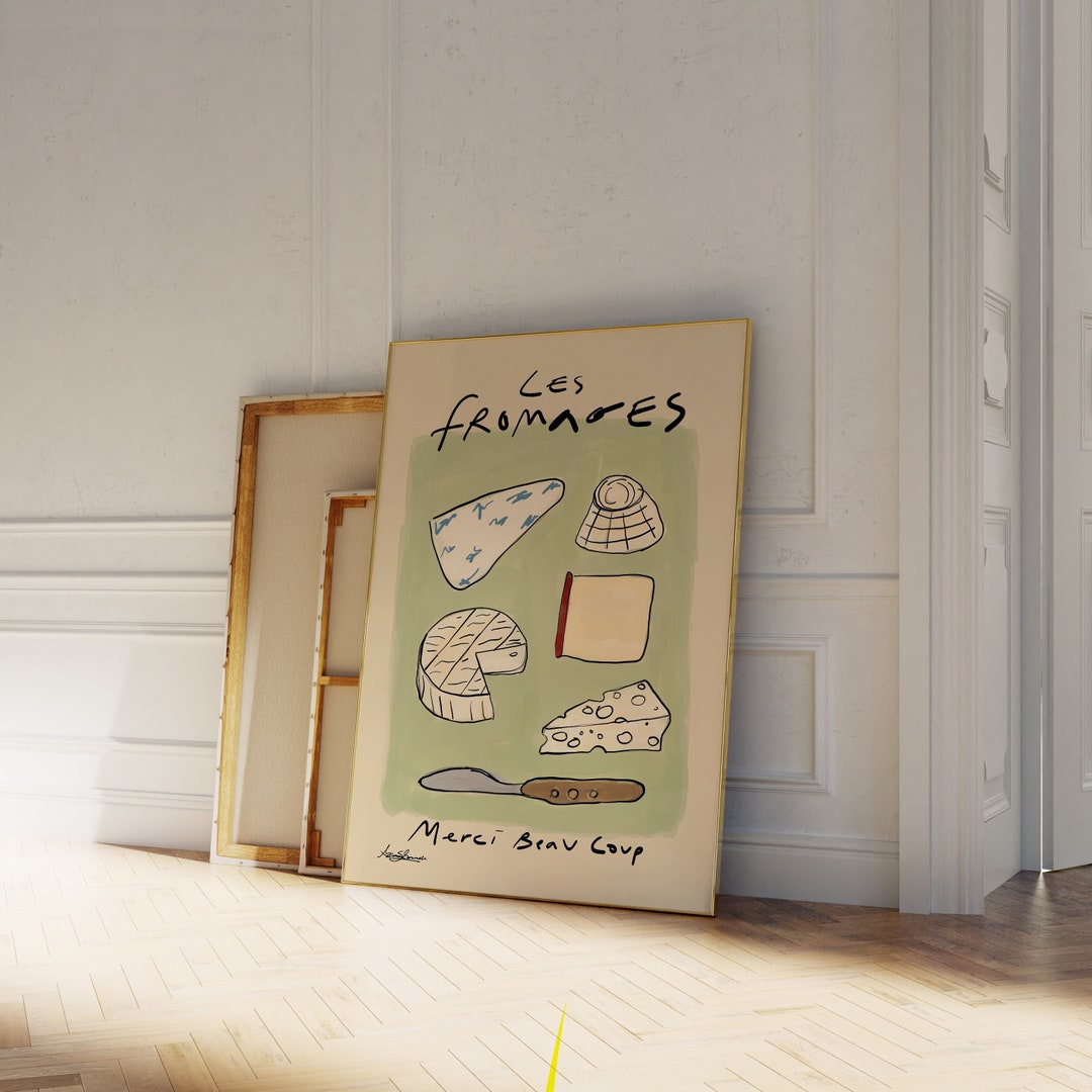 Les Fromages Art Print, French Cheese Poster, Vintage Food Art, Trendy ...