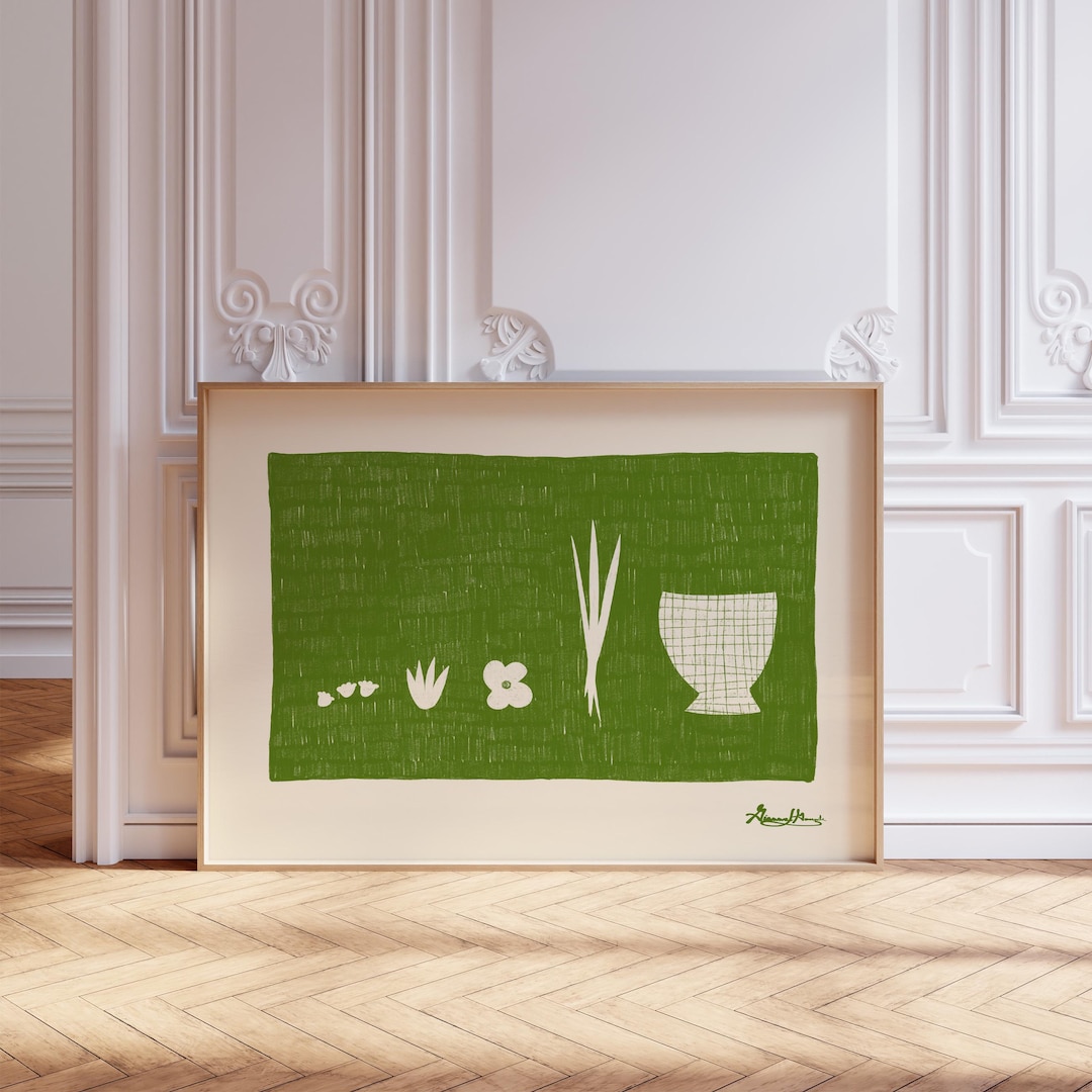 Deconstructed Bouquet Art Print, Abstract Trendy Vase Poster, Mid ...