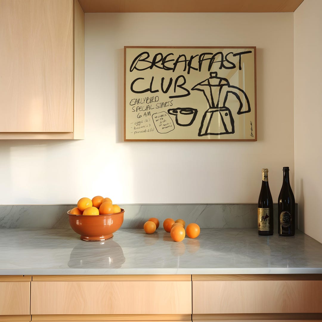 Breakfast Club Art Print, Moka Pot Poster, Retro Espresso Print, Unique ...