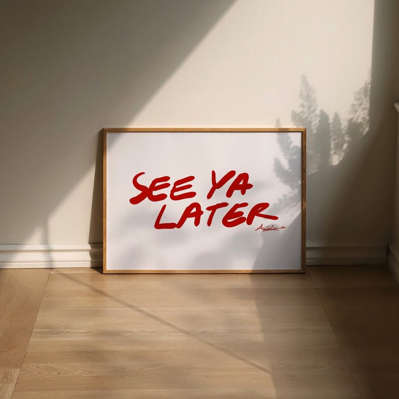 See Ya Later Horizontal Art Print, Minimalist Hand Drawn Words, Mid ...