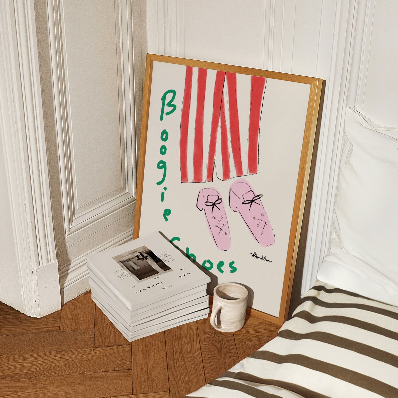 Boogie Shoes Art Print, Hand Drawn Art Print, Mid Century Modern, Disco ...