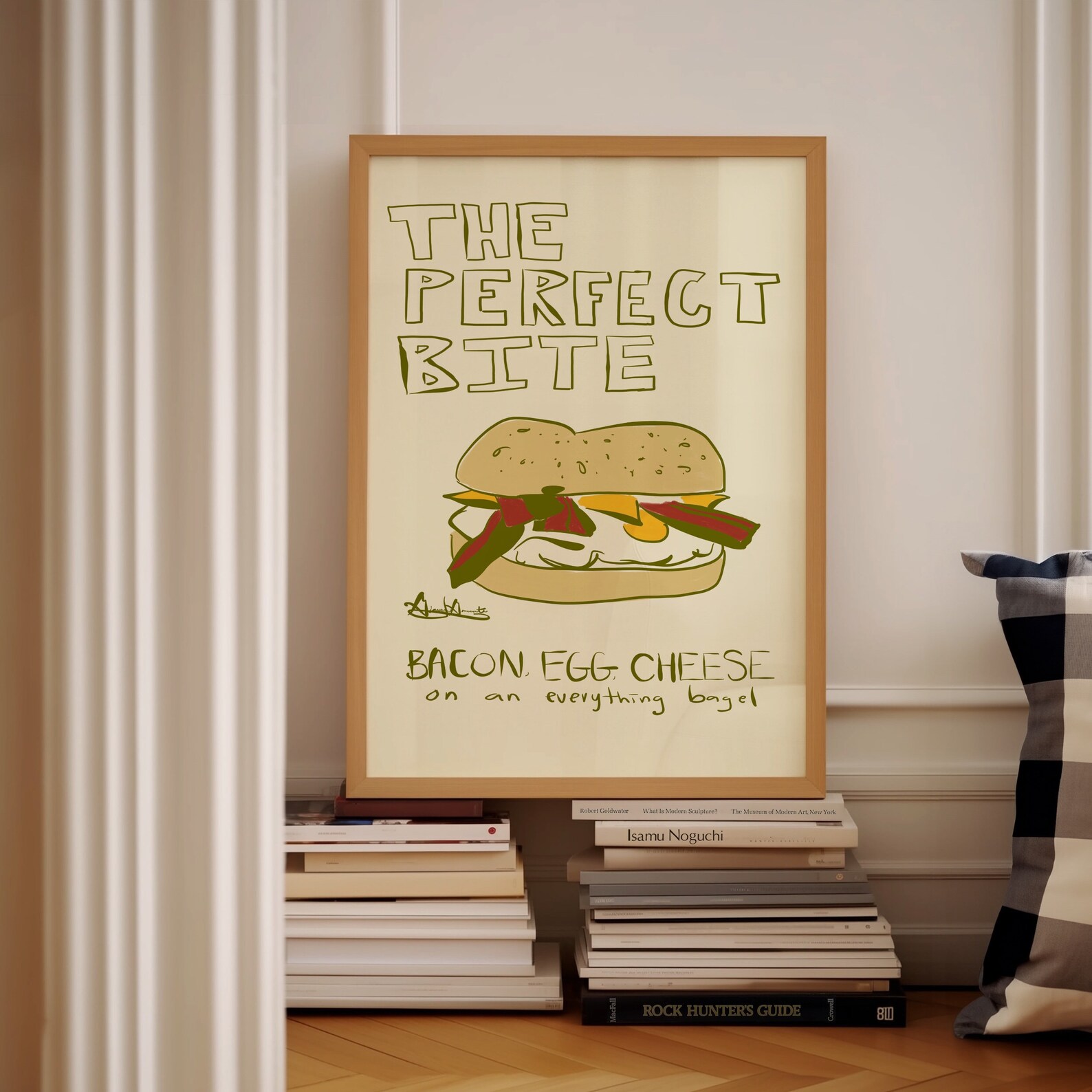 The Perfect Bite Everything Bagel Art Print, Retro Kitchen Poster, Mid ...
