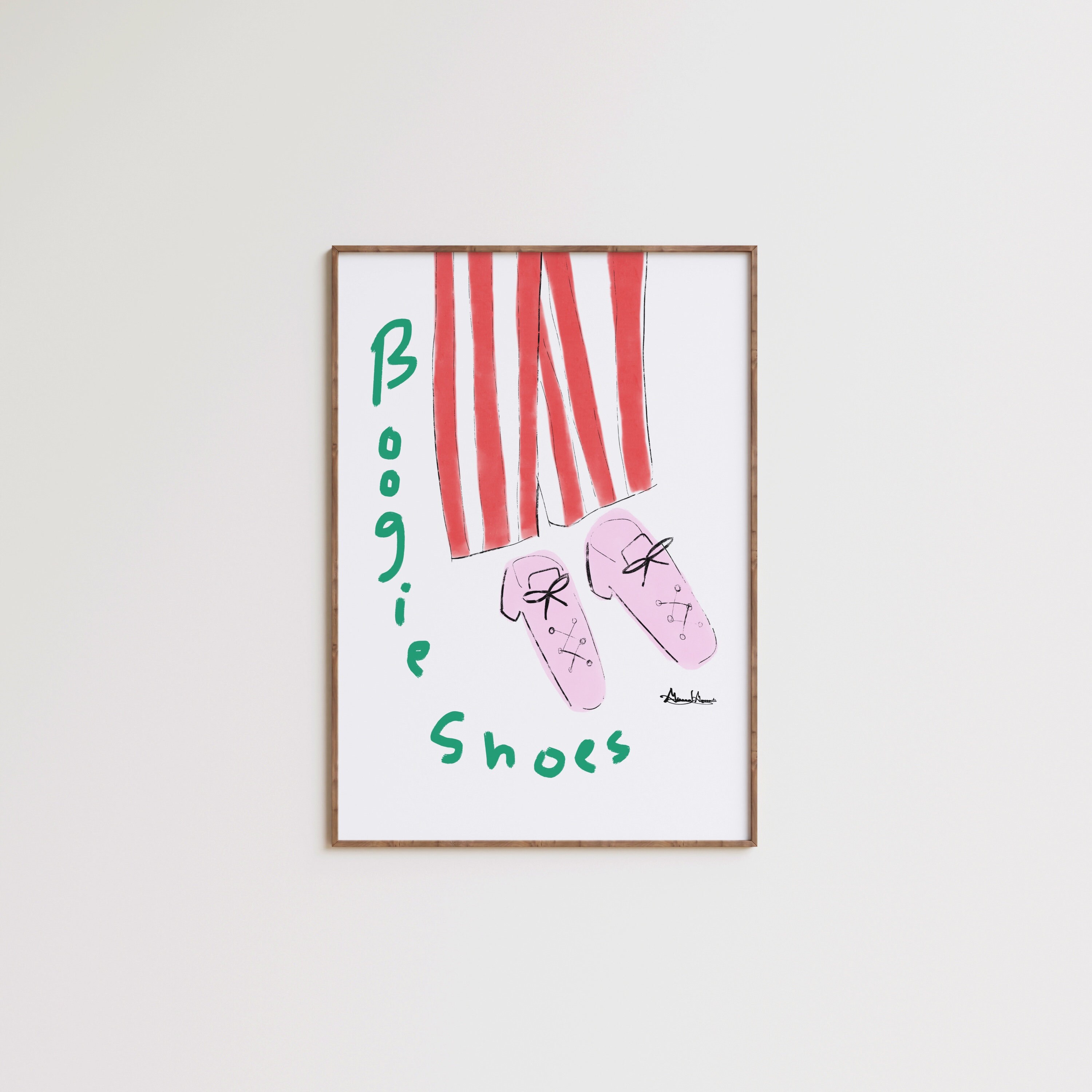 Boogie Shoes Art Print, Hand Drawn Art Print, Mid Century Modern, Disco ...