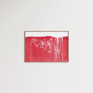 Red Abstract Art Print, Retro Floral Poster, Red Boho Print, Cute ...