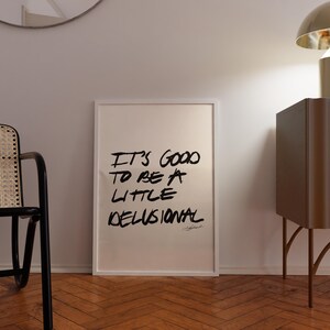 Delusional Art Print, Minimalist Hand Drawn Typography, Mid Century ...