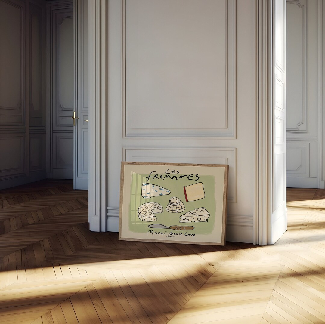 Les Fromages Horizontal Art Print, French Cheese Poster, Vintage Food ...