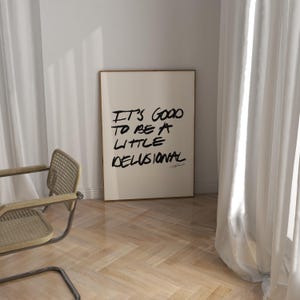 Delusional Art Print, Minimalist Hand Drawn Typography, Mid Century ...