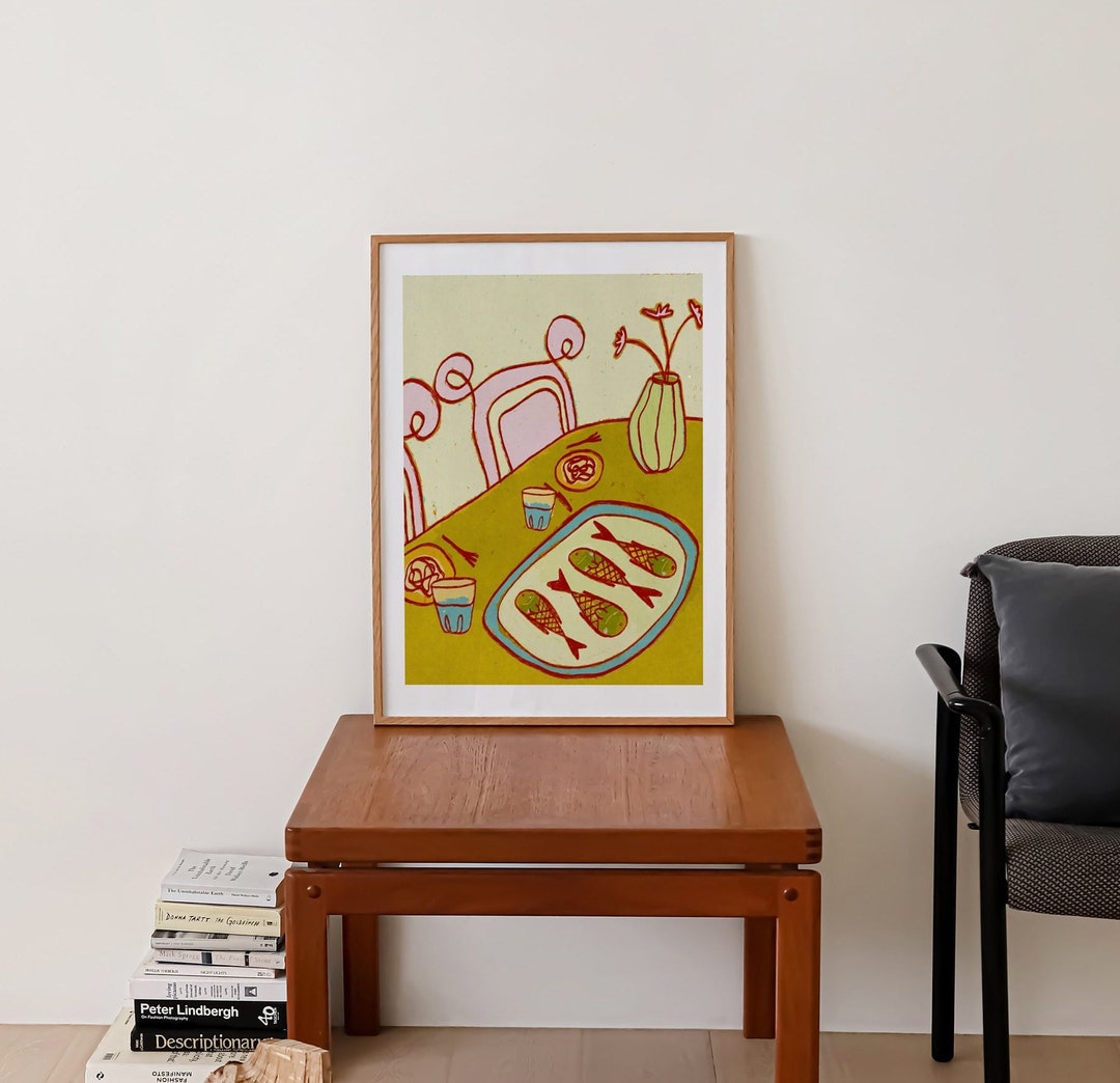 Sunday Dinner Art Print, Hand Drawn Sketch, Aesthetic Kitchen Poster ...