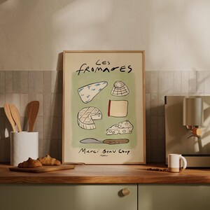 Les Fromages Art Print, French Cheese Poster, Vintage Food Art, Trendy ...