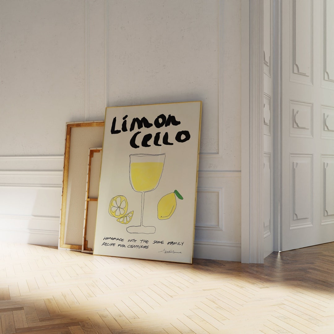 Limoncello Art Print, Wine Poster, Vintage Food Art, Trendy Bar Cart ...