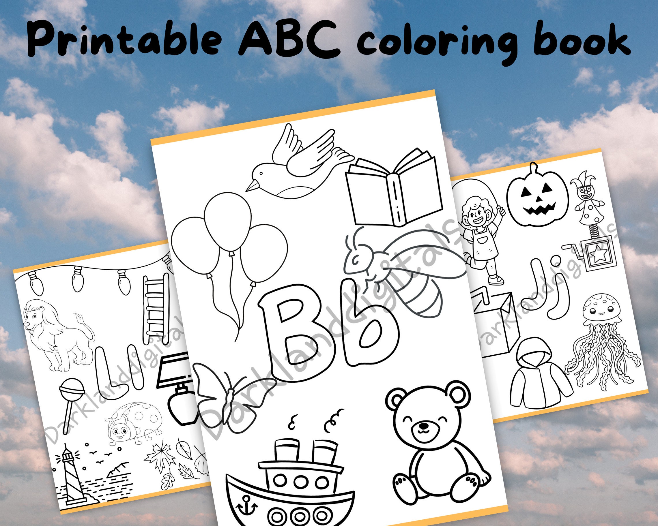 Abc Coloring Book Alphabet Coloring Pages - Etsy