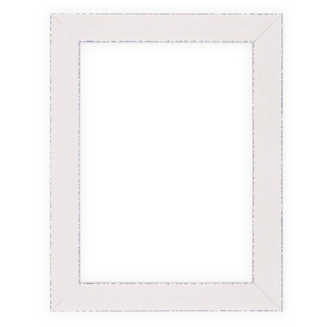White High Gloss Lacquer Wood Picture Frame, Distressed Vintage Look ...