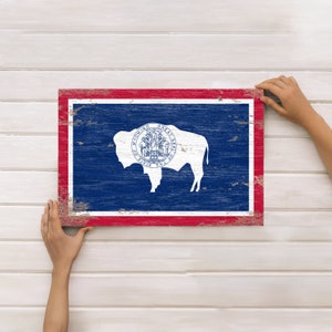 Wyoming State Flag Wall Art, Wyoming Flag, State Flag, Wood Printing ...