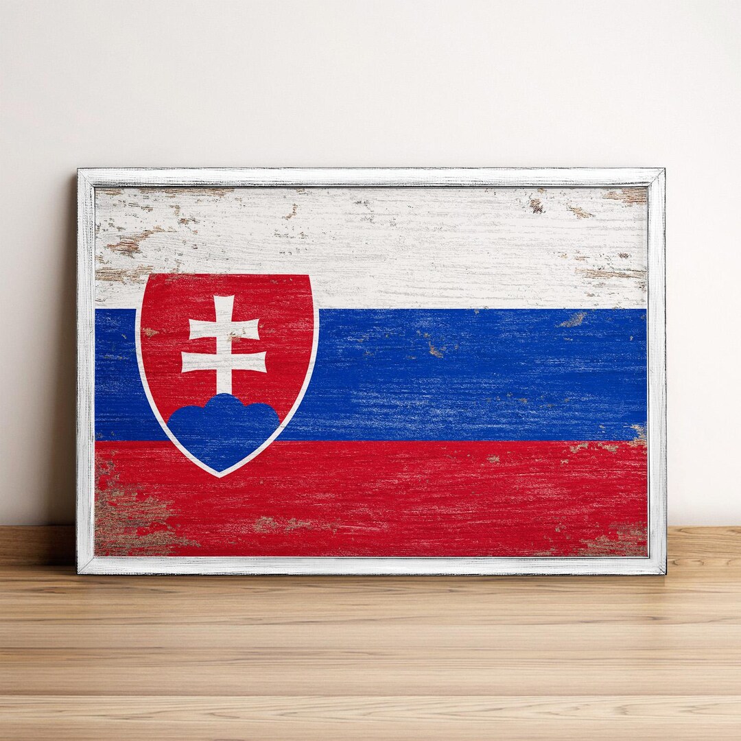 Slovakia Flag Framed Wall Art, Wood Printing Flag, Wood Framed Wall Art ...