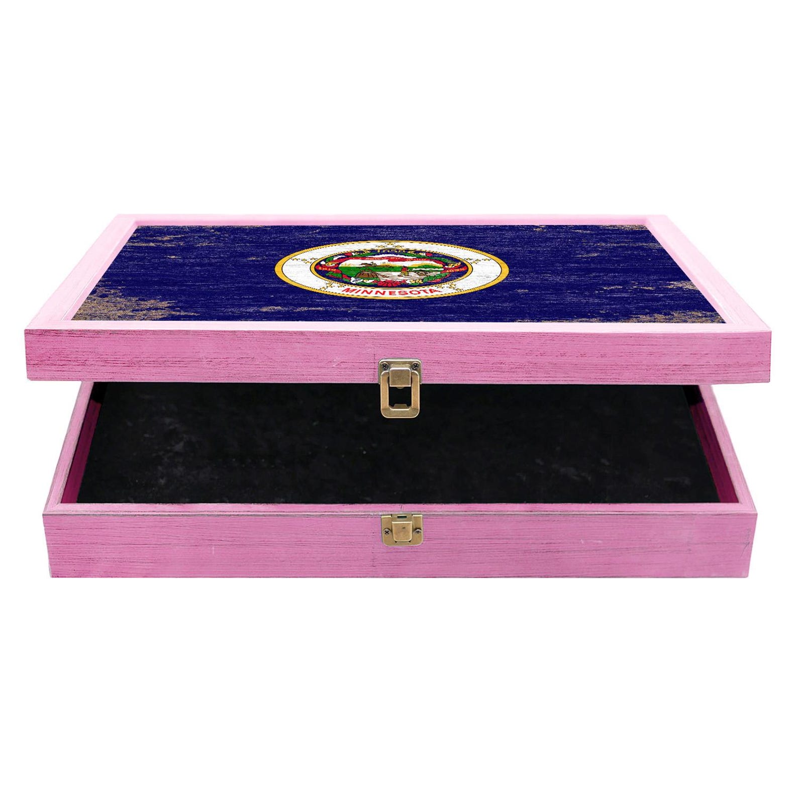 Minnesota State Flag Keepsake Box, Wood Printing State Flag, Wood Art ...