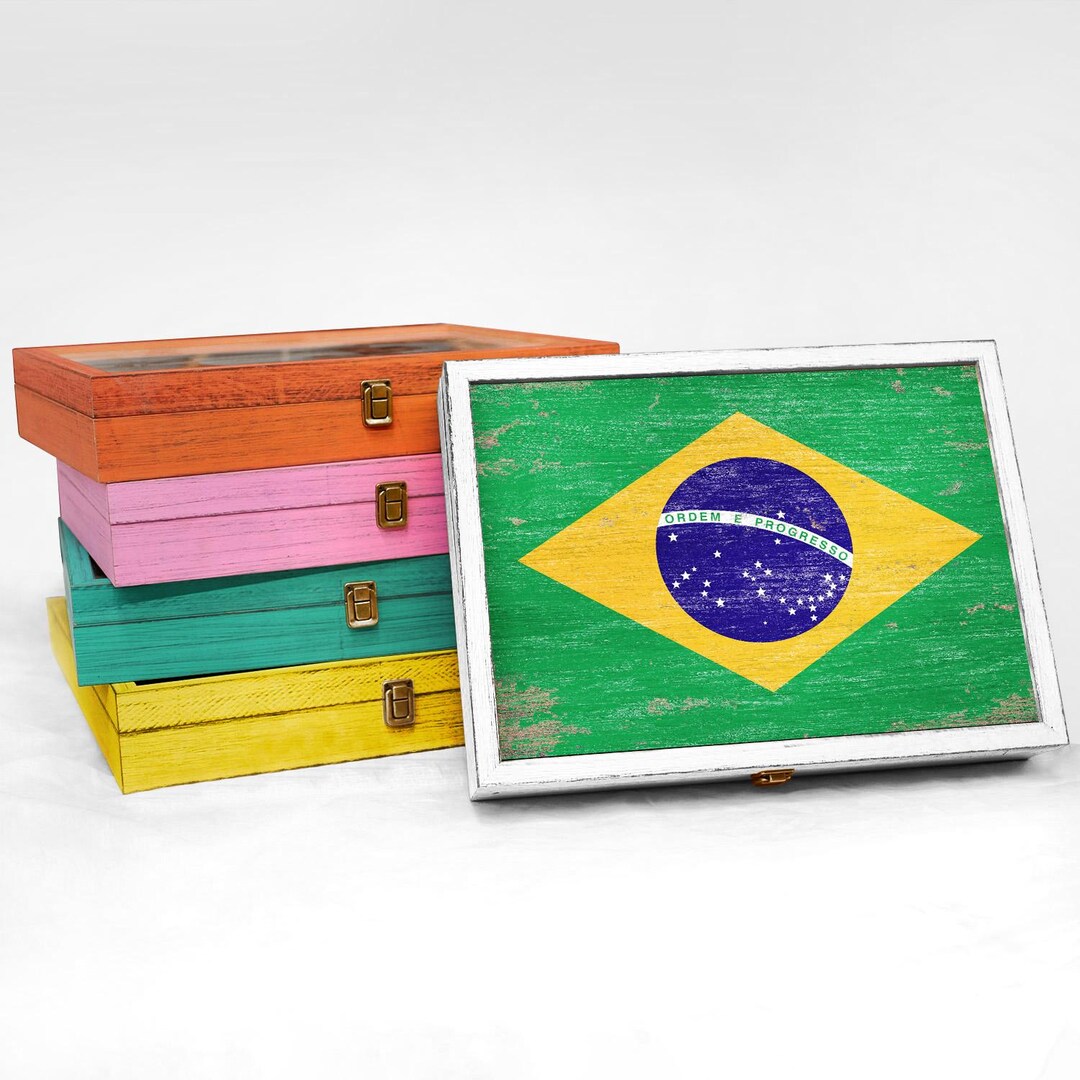 Brazil Flag Keepsake Box, Wood Printing Flag, Wood Art, Wall Hanging ...