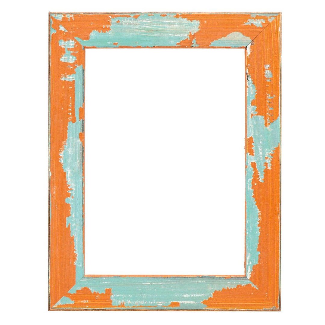 Orange Rustic Distressed Wood Picture Frame, Handmade Custom Frame ...