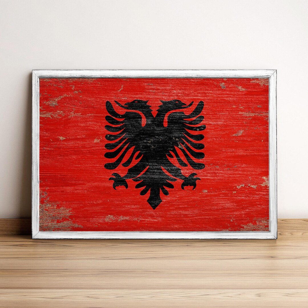 Albania Flag Framed Wall Art, Wood Printing Flag, Wood Framed Wall Art ...