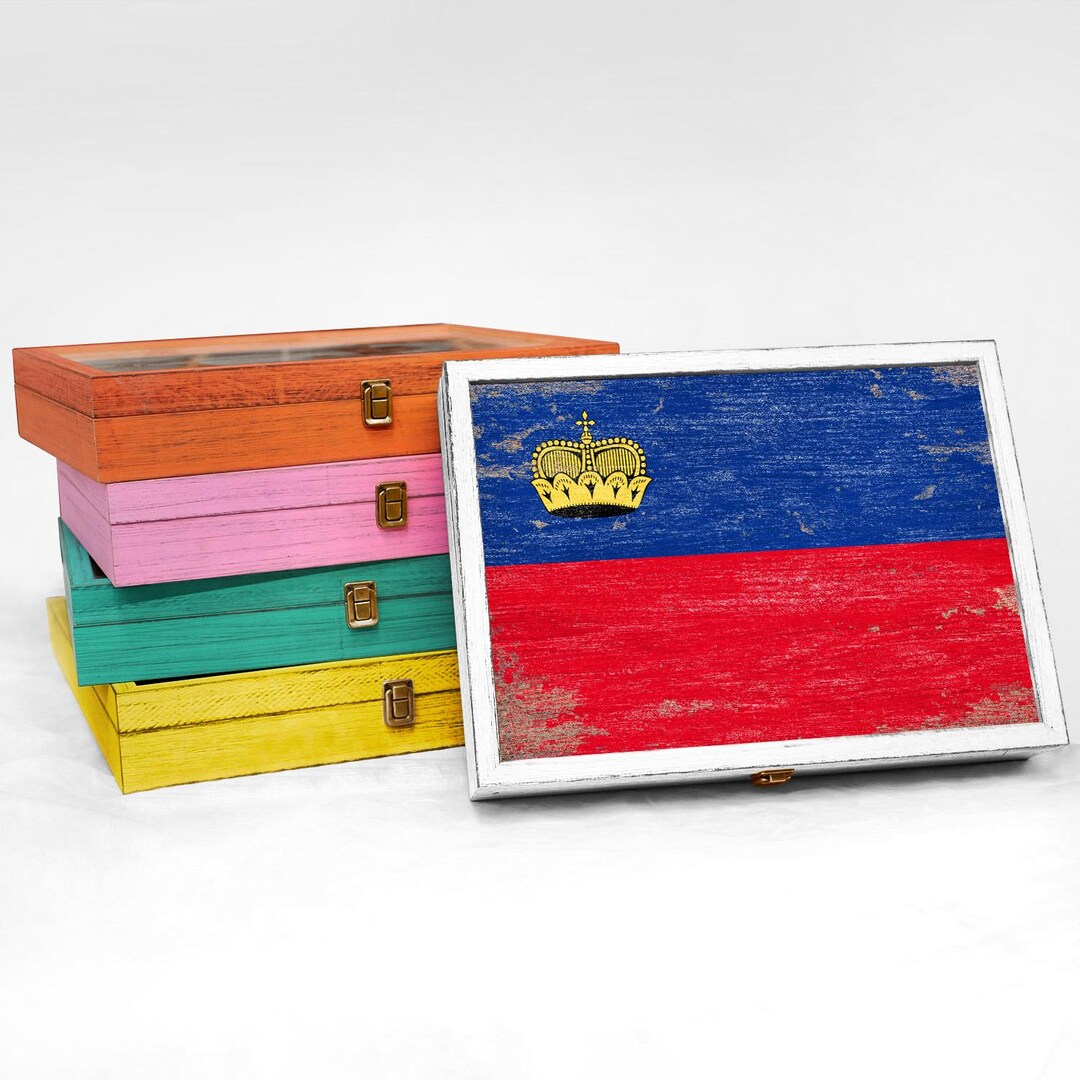 Liechtenstein Flag Keepsake Box, Wood Printing Flag, Wood Art, Wall ...
