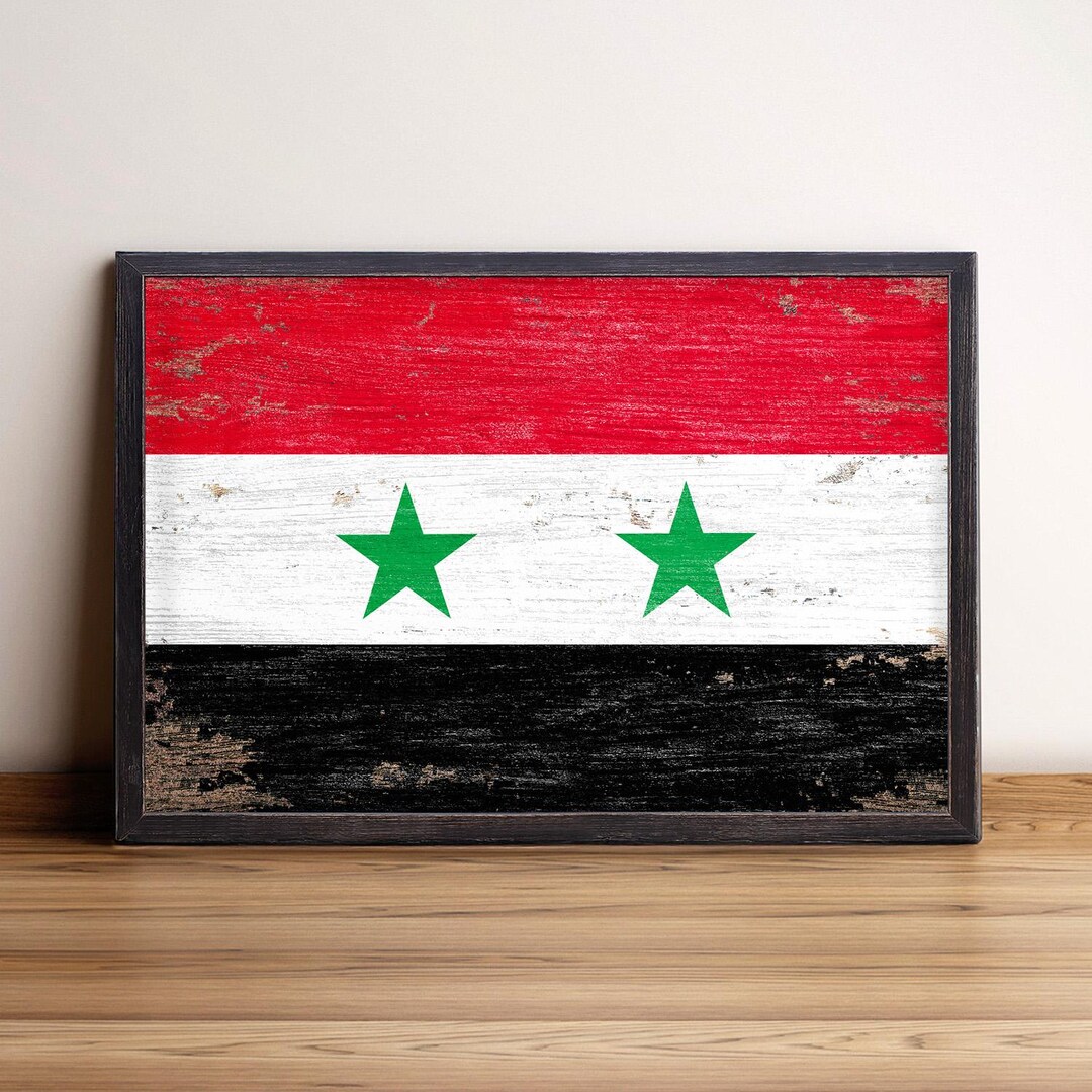 Syria Flag Framed Wall Art, Wood Printing Flag, Wood Framed Wall Art ...