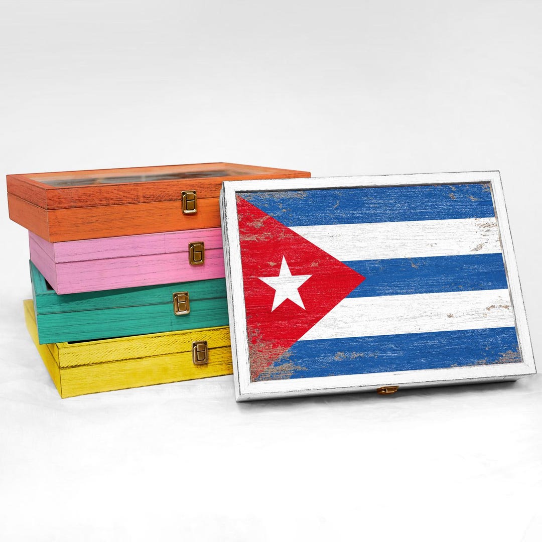 Cuba Flag Keepsake Box, Wood Printing Flag, Wood Art, Wall Hanging, Wall Decor, Cuba Wood Flag ...