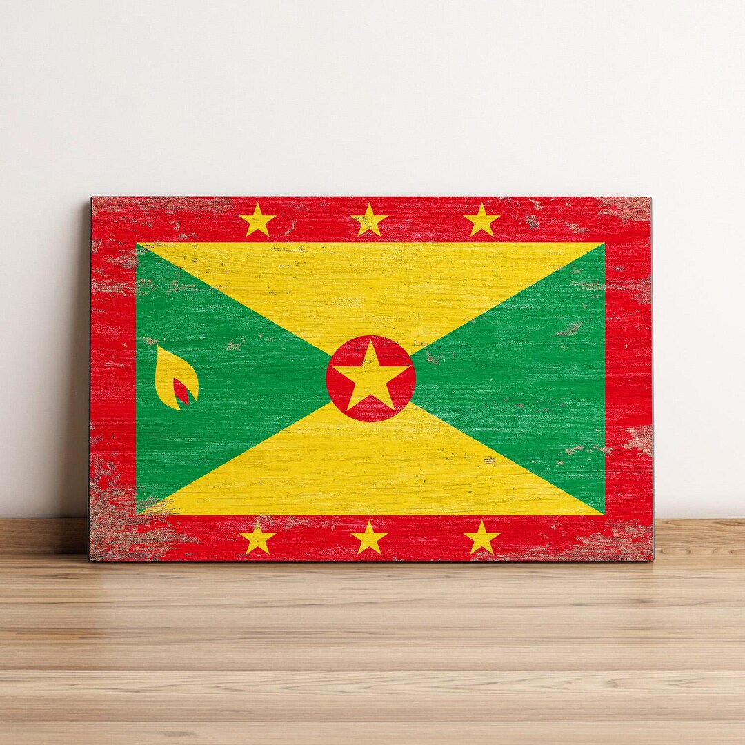 Grenada Flag Wall Art, Wood Printing Flag, Wood Wall Art, Wall Hangings ...