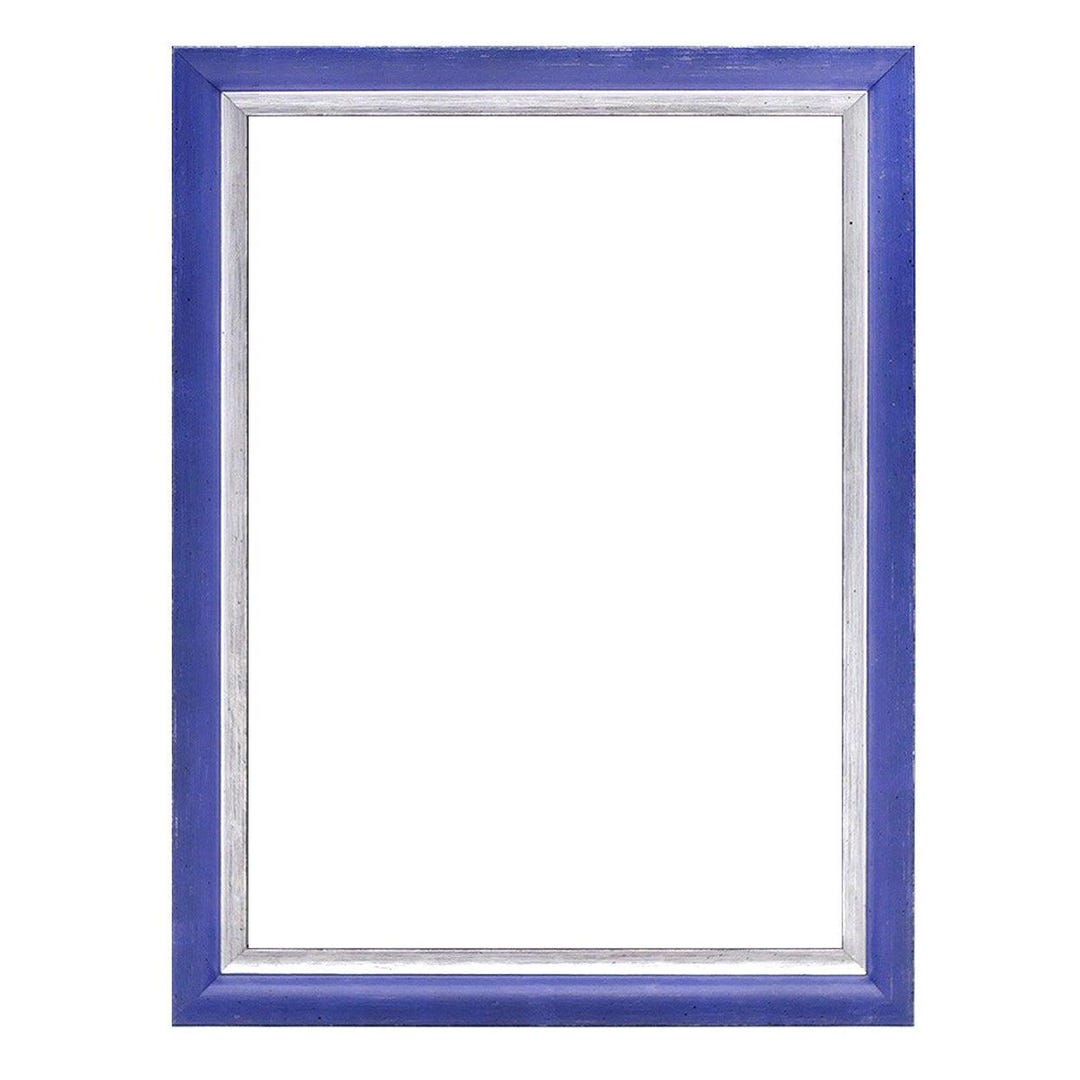 Blue and Silver Wood Picture Frame, Modern Frame, Handmade Custom Frame ...