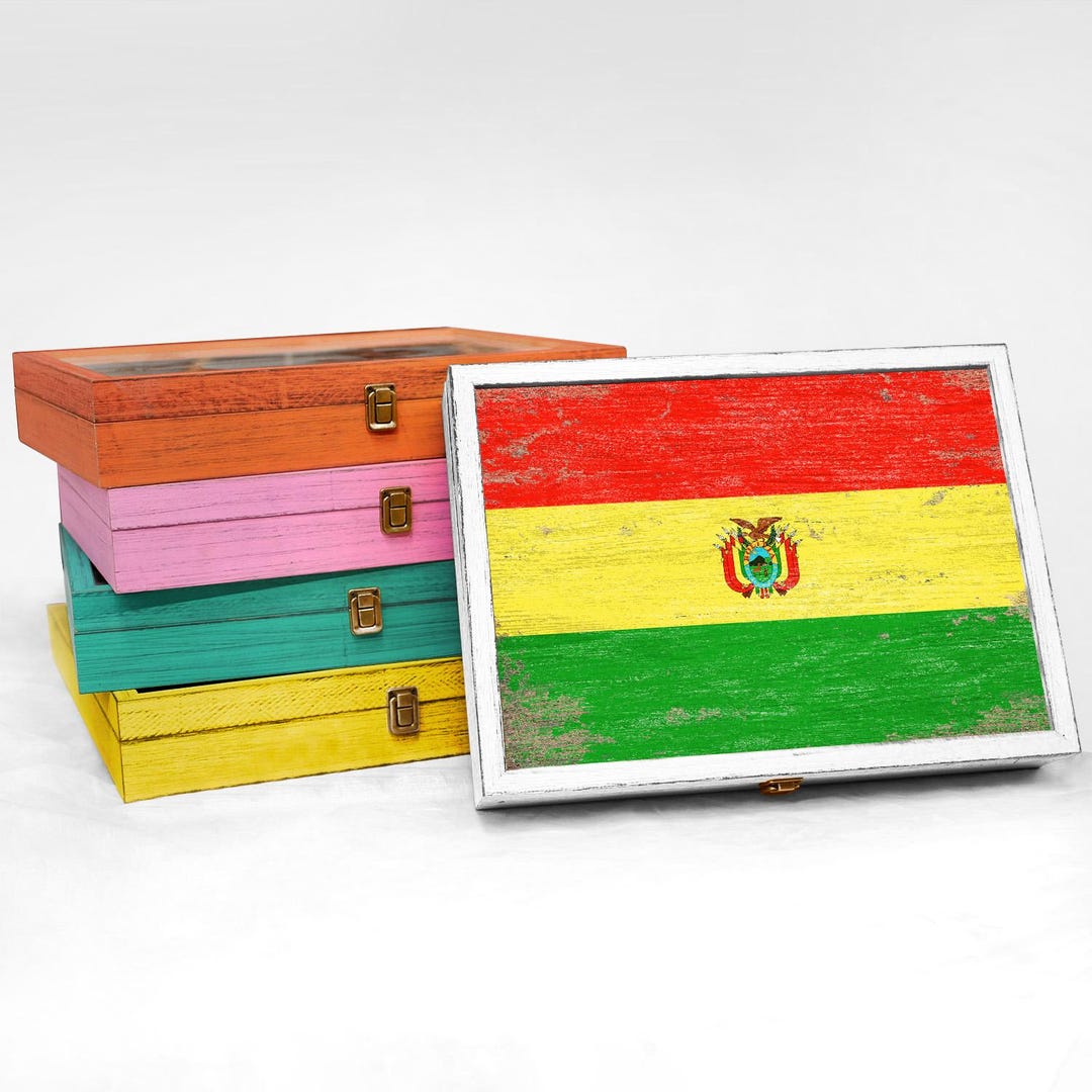 Bolivia Flag Keepsake Box, Wood Printing Flag, Wood Art, Wall Hanging ...