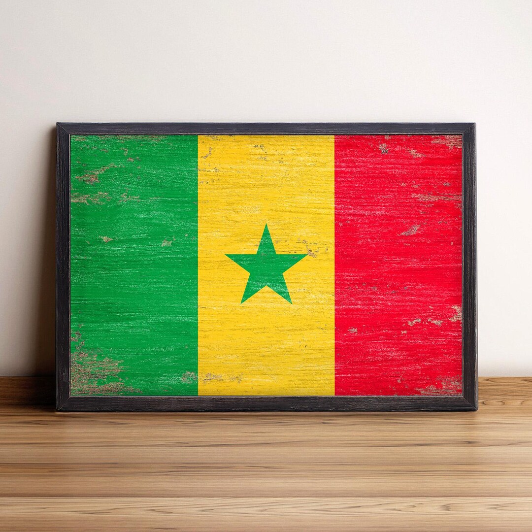 Senegal Flag Framed Wall Art, Wood Printing Flag, Wood Framed Wall Art ...