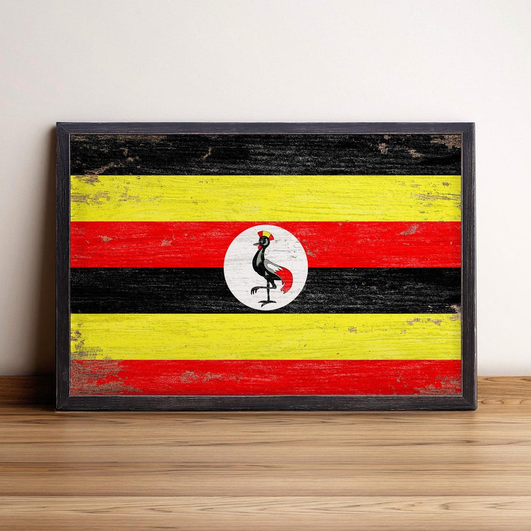 Uganda Flag Framed Wall Art, Wood Printing Flag, Wood Framed Wall Art ...